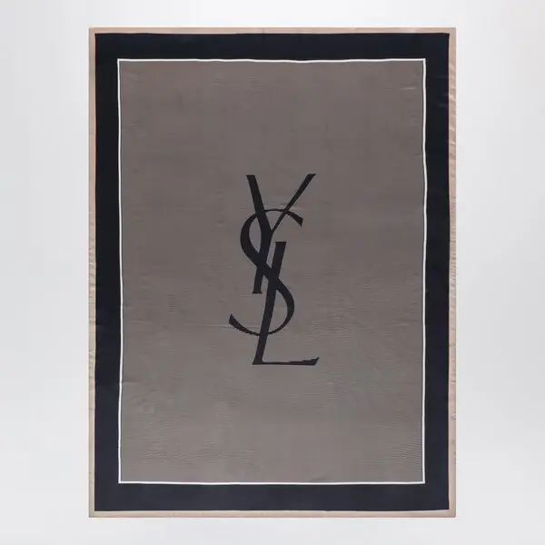 Saint Laurent Cassandre Striped Silk Charmeuse Stole, Navy/ivory - Blue