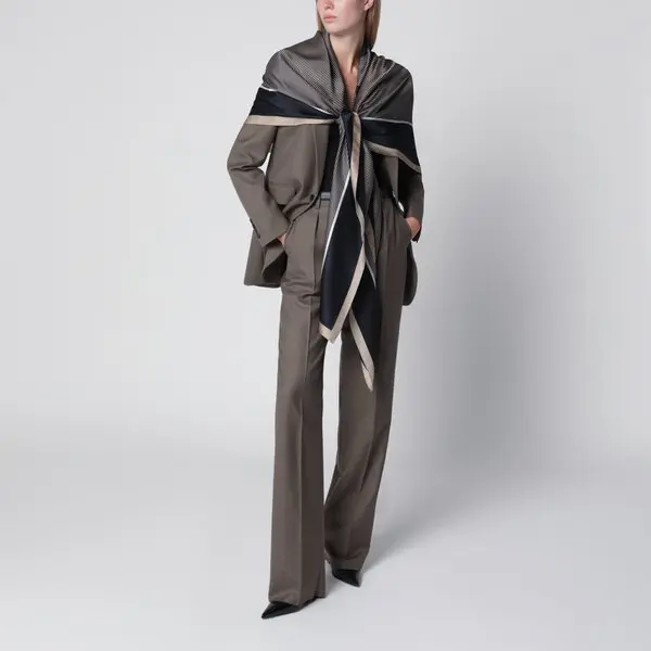 Saint Laurent Cassandre Striped Silk Charmeuse Stole, Navy/ivory