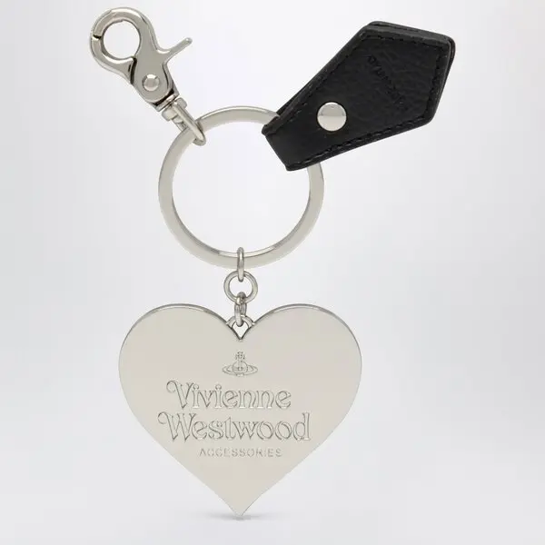 VIVIENNE WESTWOOD Mirror Heart Orb Heart Keyring In Iron