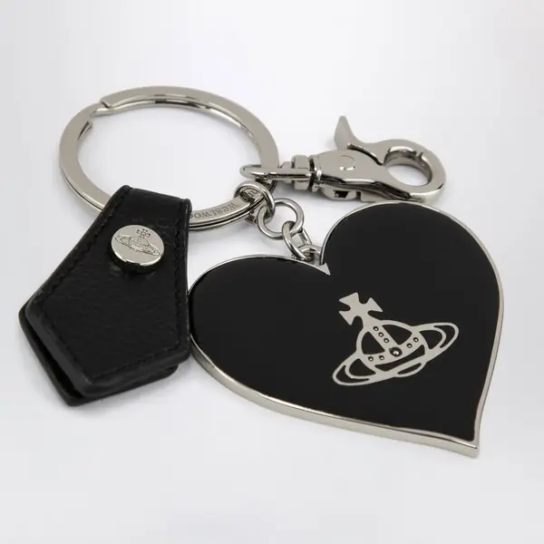 VIVIENNE WESTWOOD Mirror Heart Orb Heart Keyring In Iron