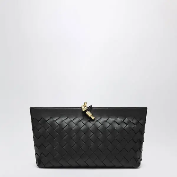 Bottega Veneta Andiamo Intrecciato Nappa Leather Clutch - Black