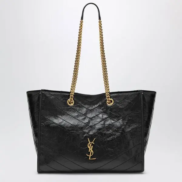 Saint Laurent Niki East/west Shopping Bag In Vintage Calfskin - Black