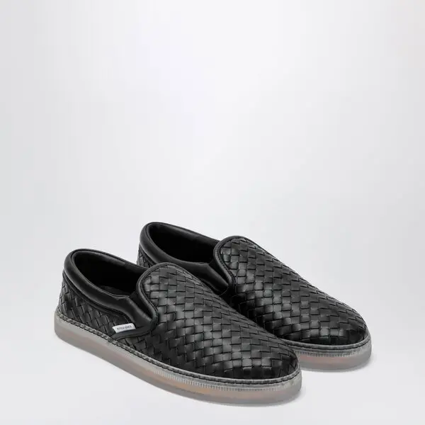Bottega Veneta Serena Slip-on Woven Leather Sneakers - Black