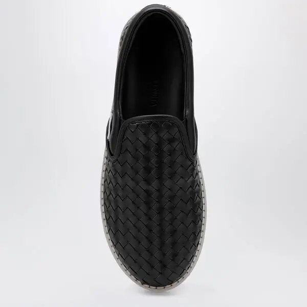 Bottega Veneta Serena Slip-on Woven Leather Sneakers - Black