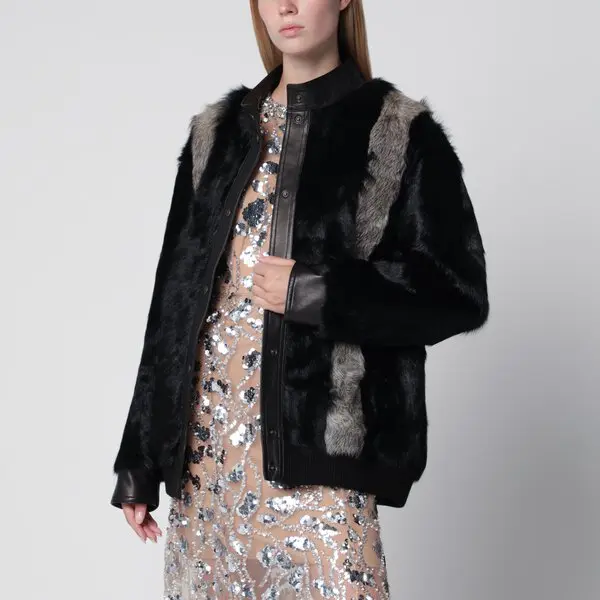 Valentino Garavani Shearling And Leather Jacket - Black