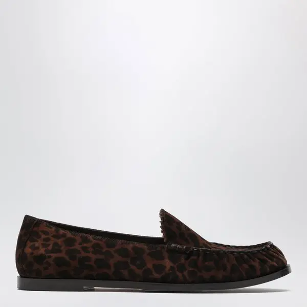 AQUAZZURA Leopard-print Suede Loafers - Brown