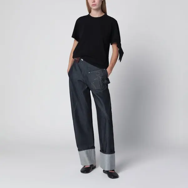 JW Anderson Workwear Jeans In Indigo Denim With Twisted Turn-up