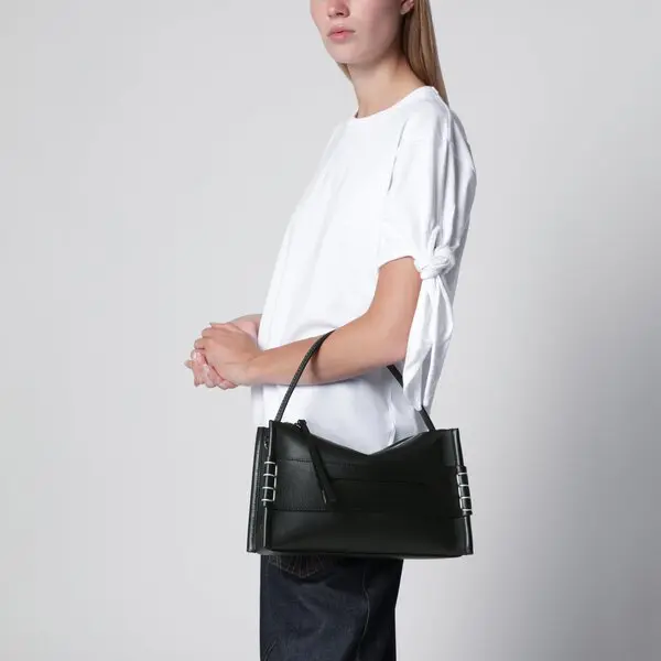 JW Anderson Calfskin Leather Loafer Bag - Black