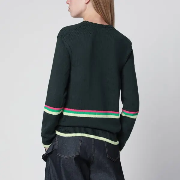 JW Anderson Dark Cotton Sweater With Sheep Embroidery