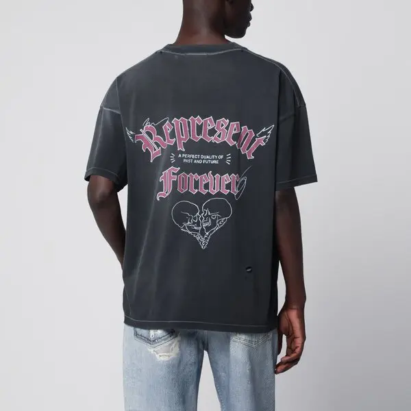 REPRESENT Used-effect Cotton T-shirt In Washed