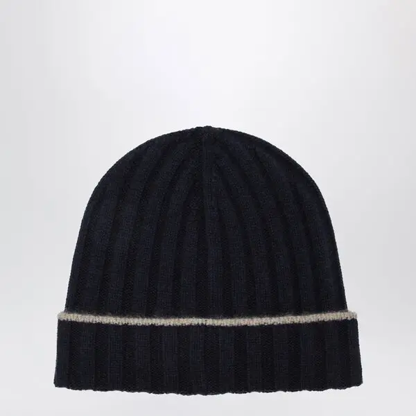 Brunello Cucinelli Ribbed Cashmere Beanie - Blue