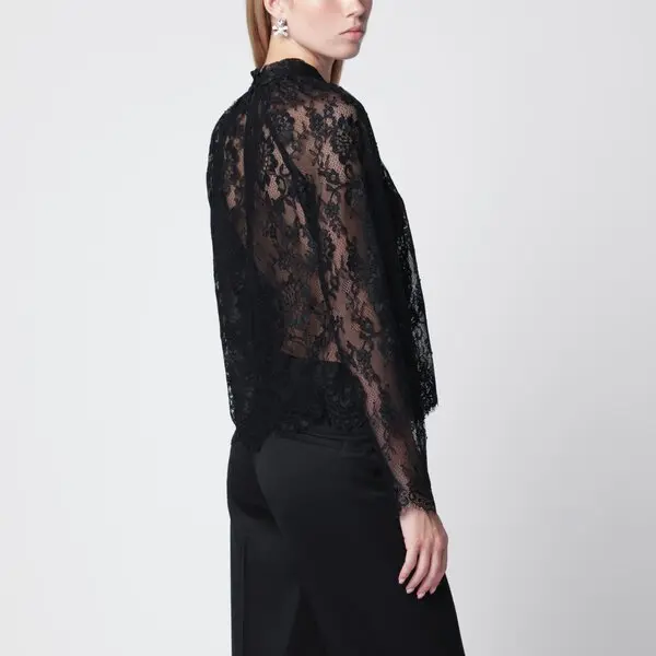 SELF-PORTRAIT High-neck Lace Blouse With Long Sleeves