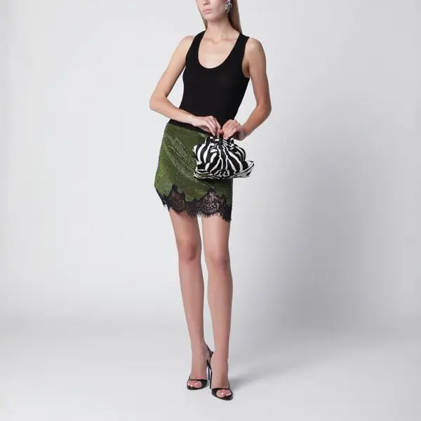 SELF-PORTRAIT Crystal Metallic Knit Miniskirt