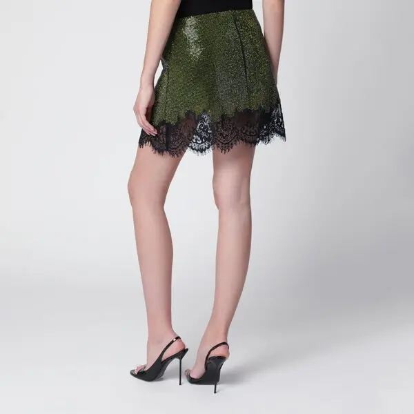 SELF-PORTRAIT Crystal Metallic Knit Miniskirt