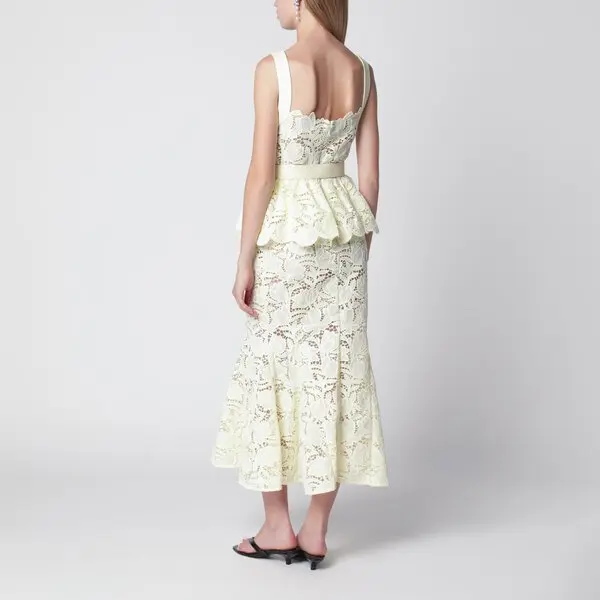 SELF-PORTRAIT Peplum Midi Lace Dress