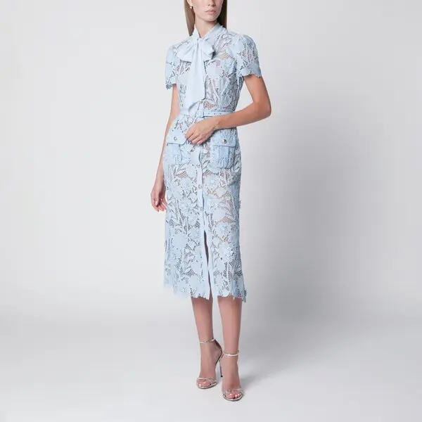SELF-PORTRAIT Tie-neck Lace Midi Dress