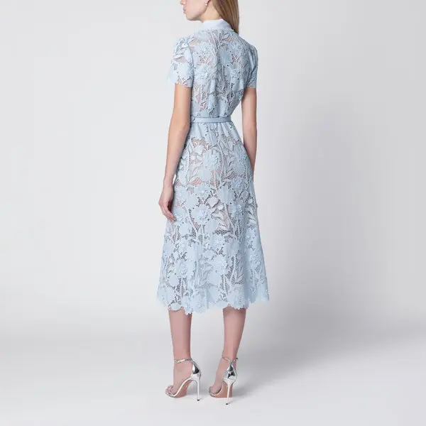 SELF-PORTRAIT Lace Midi Dress With Tie Neck