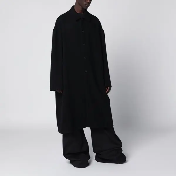 Rick Owens Long Single-breasted Virgin Wool Coat