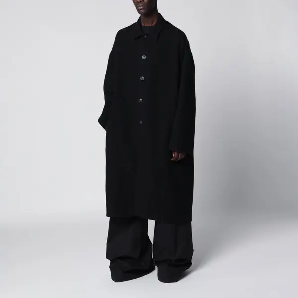 Rick Owens Long Single-breasted Virgin Wool Coat