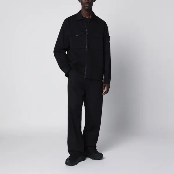 Stone Island Blue Cotton Zip-up Jacket