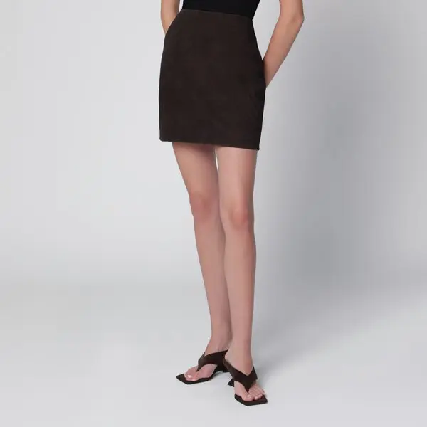 ROTATE BY BIRGER CHRISTENSEN Dark Suede Mini Skirt