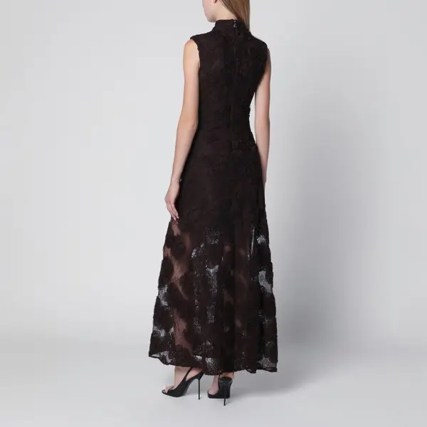 ROTATE BY BIRGER CHRISTENSEN Sleeveless High Neck 3d Floral Maxi Dress