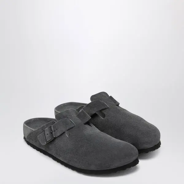 BIRKENSTOCK Suede Boston Clogs - Black