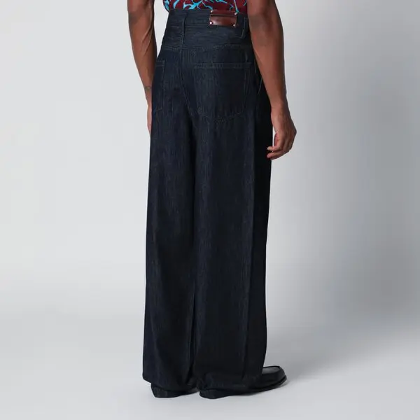 Dries Van Noten Indigo Denim Wide-leg Pleated Jeans