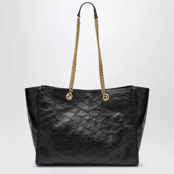 Saint Laurent Niki East/west Shopping Bag In Vintage Calfskin - Black