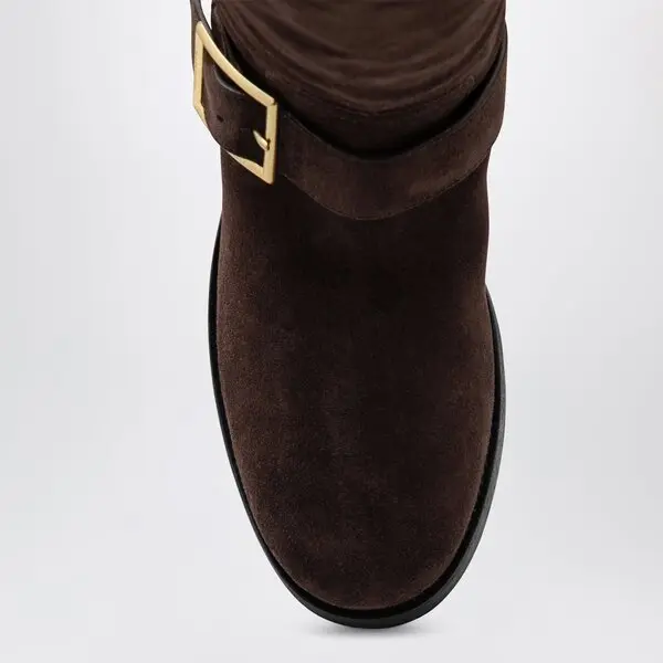 JIMMY CHOO Suede Biker Boots - Brown