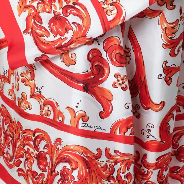 Dolce & Gabbana Maiolica Print Silk Twill Kaftan Dress - Orange