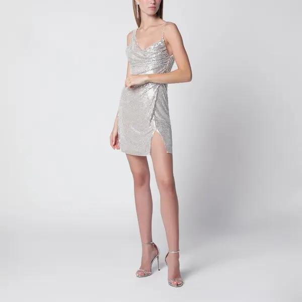 SELF-PORTRAIT Champagne Rhinestone Mini Dress - Beige
