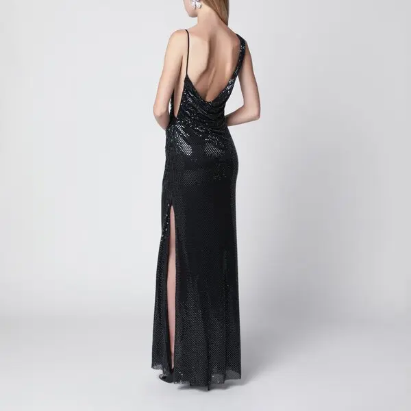 SELF-PORTRAIT Draped Rhinestone Embellished Maxi Dress