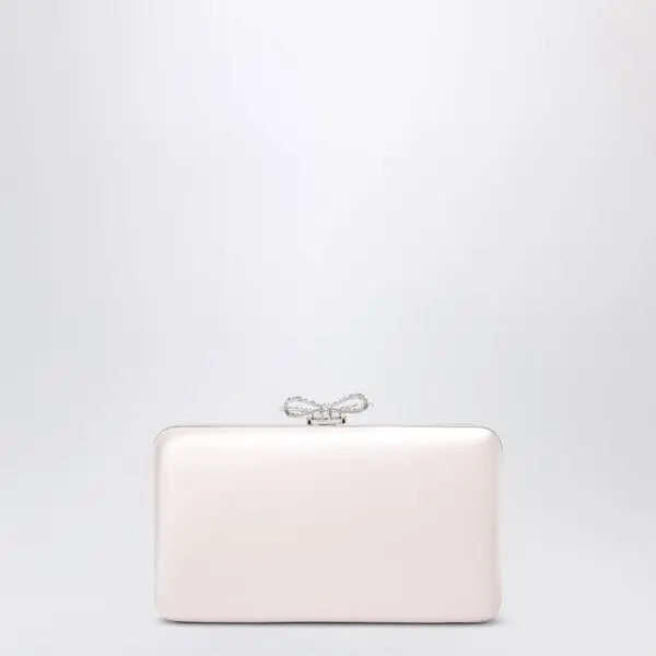 SELF-PORTRAIT Satin Clutch With Crystal Embellished Bow