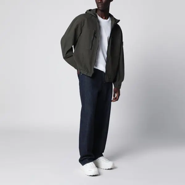 Stone Island Zip-up Cotton Jacket With Hood
