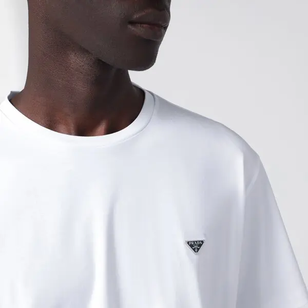 Prada Boxy Cotton Crew-neck T-shirt With Triangle Logo