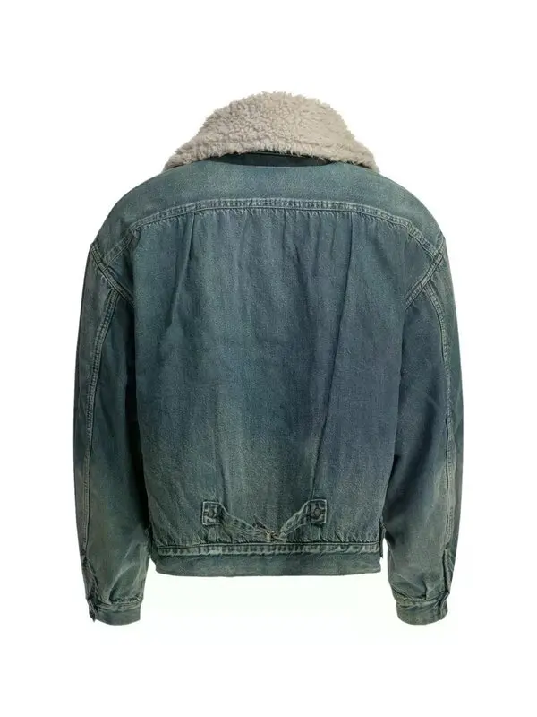 Kapital Fleece-collar Pleated Denim Jacket