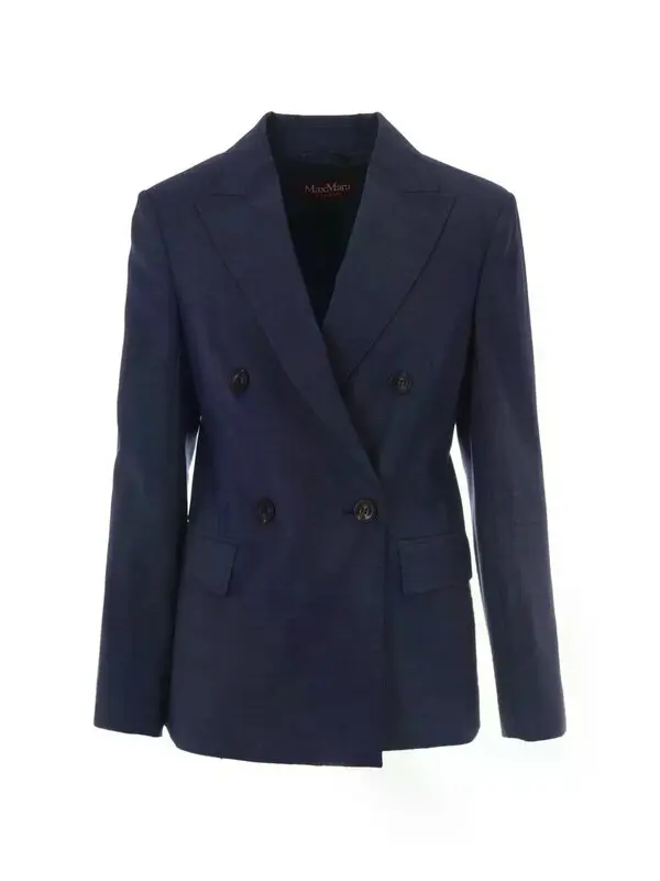 Max Mara Double-breasted Virgin-wool Blazer - Blue