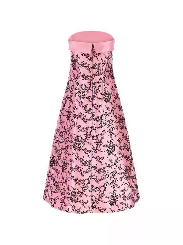 Alberta Ferretti Floral-print Strapless Midi Dress - Pink