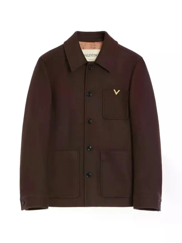 Valentino Garavani Wool Jacket With Vgold - Brown