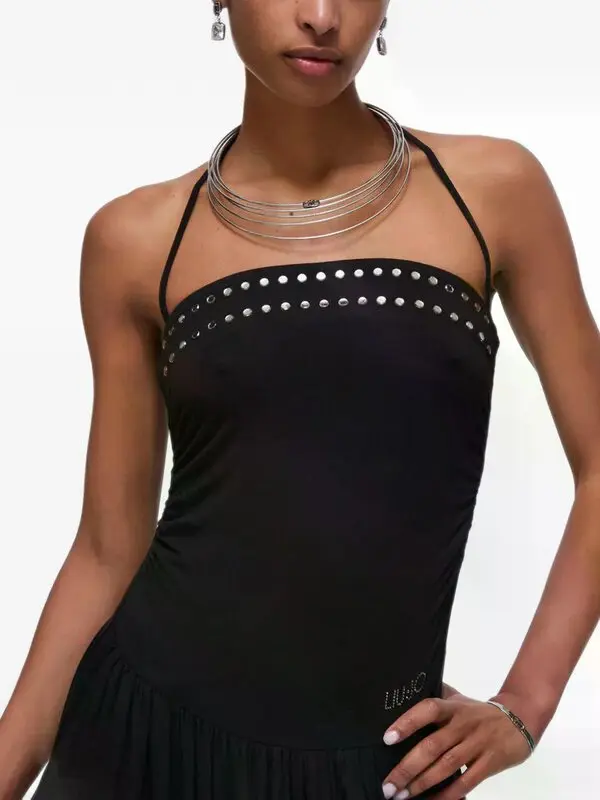 Liu Jo Studded Halterneck Maxi Dress - Black