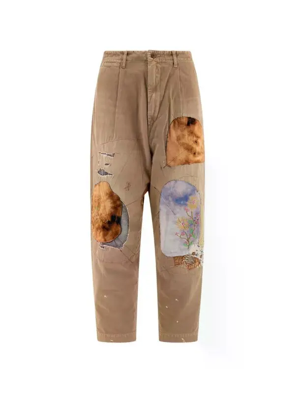 Kapital Katsuragi Patchwork Distressed Tapered Trousers - Neutrals