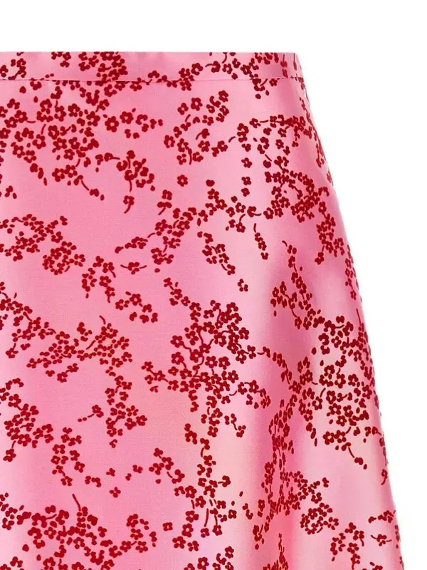 Alberta Ferretti Floral-print Mikado Midi Skirt