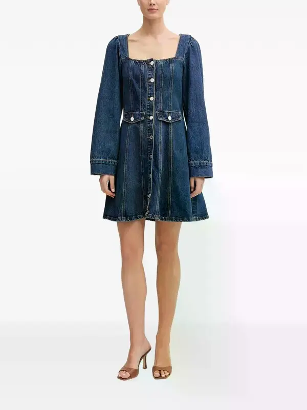 GESTUZ Gzsamia Button-up Denim Mini Dress - Blue