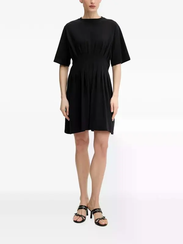 GESTUZ Gzinez Pleated-waist Short-sleeve Mini Dress - Black