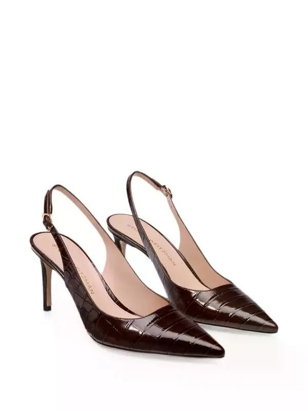 STUART WEITZMAN Power Slingback 75 Croc-effect Pumps