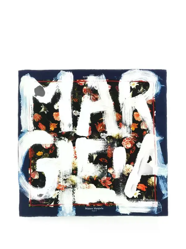 MAISON MARGIELA Floral-print Silk Scarf - Black
