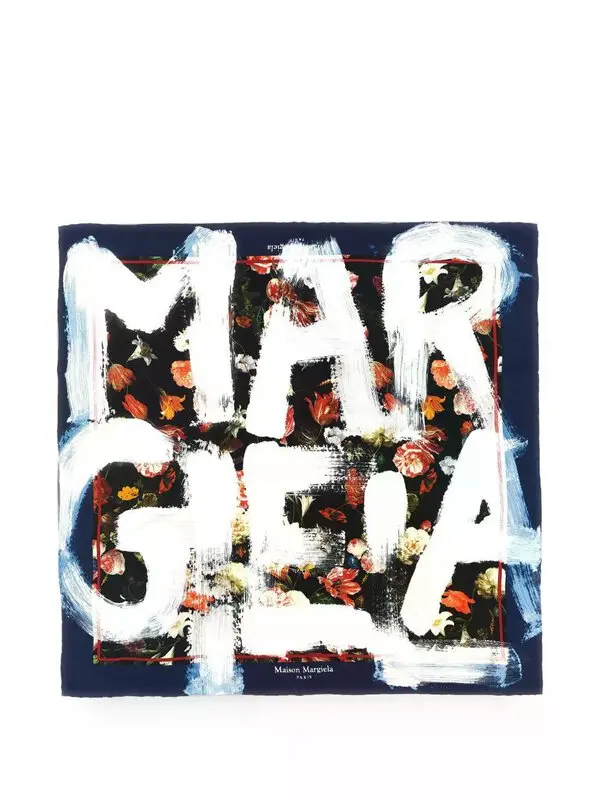 MAISON MARGIELA Floral-print Silk Scarf - Black