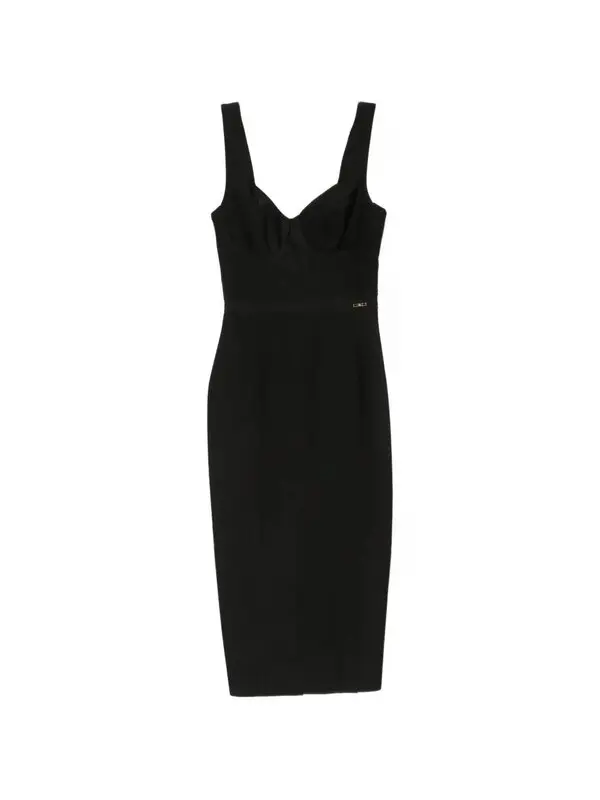 Elisabetta Franchi Sweetheart-neck Panelled Midi Dress - Black
