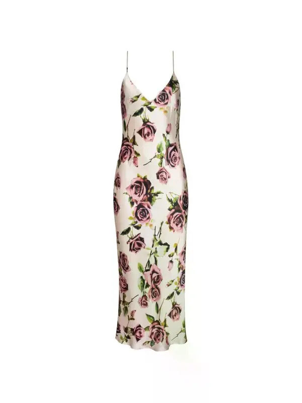 L'Agence Seridie Floral Print Midi Dress - Neutrals